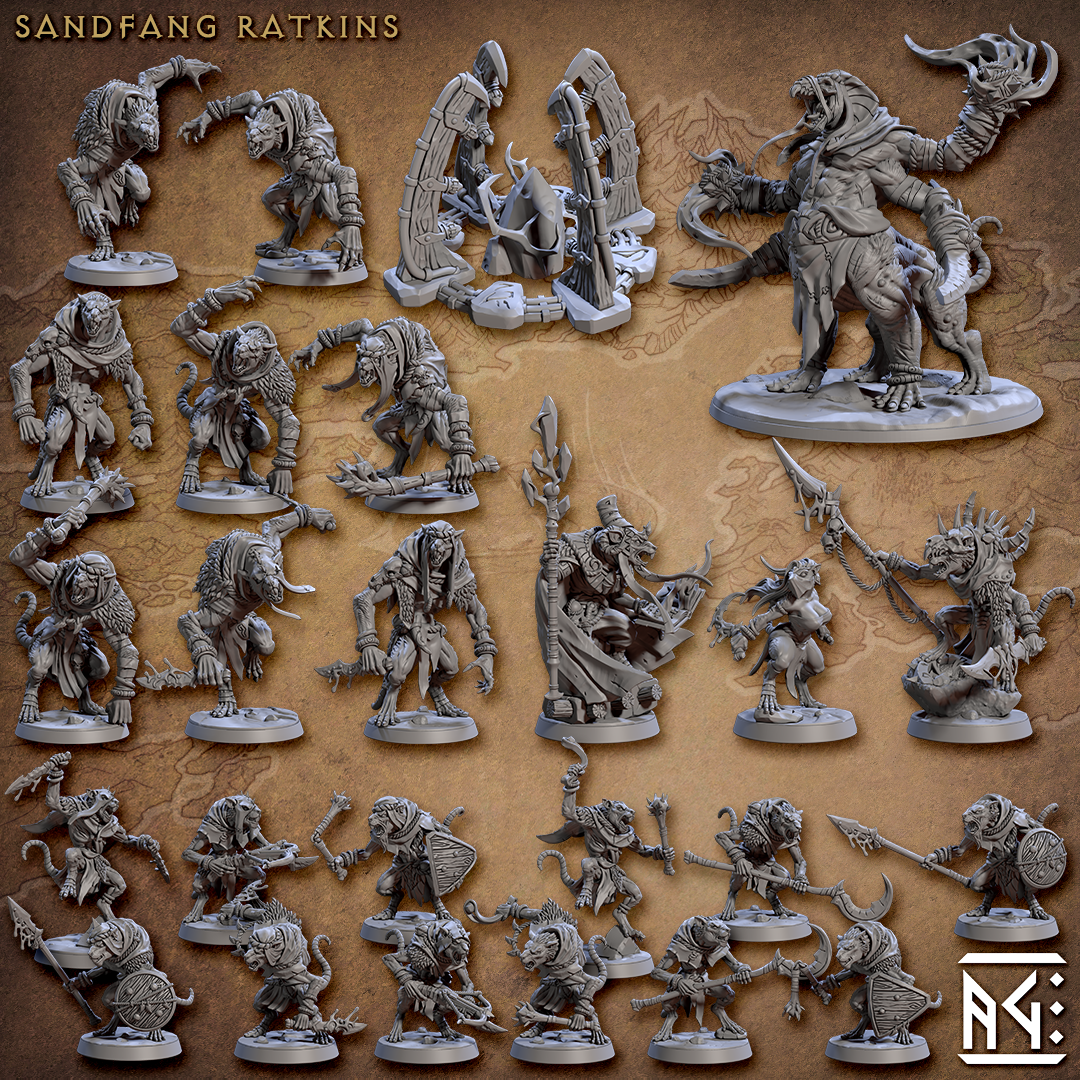 Sandfang Ratkin Miniatures (Full Set) | Fantasy D&D Miniature | Artisa ...